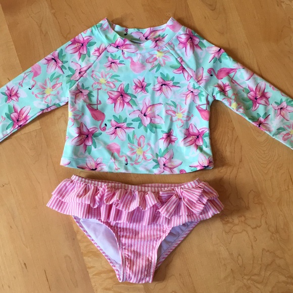 crown & ivy | Swim | Crown Ivy Baby Flamingo Rashguard Swimsuit Set ...